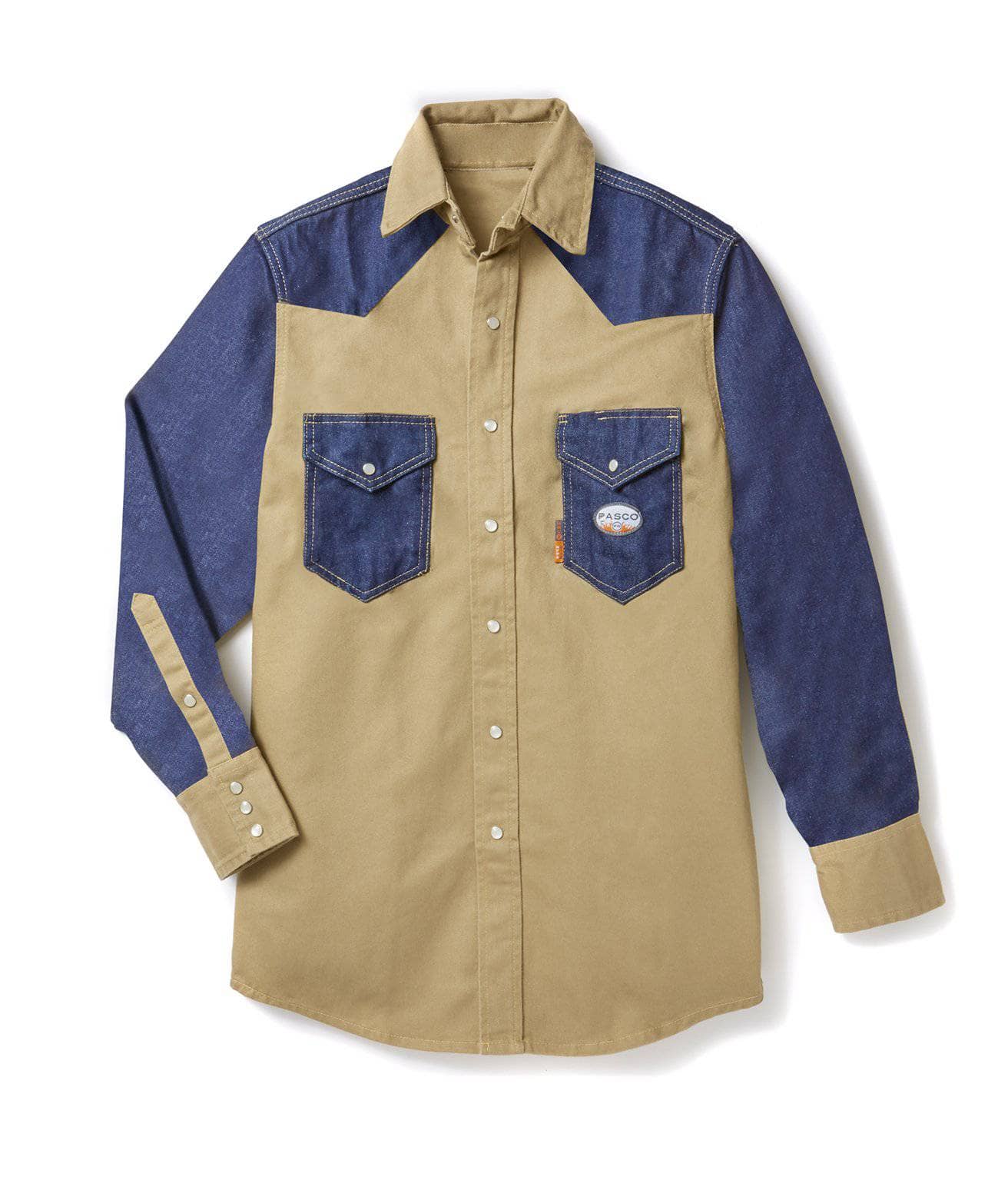 FR Two Tone Work Shirt - Denim/Khaki (CLOSEOUT) – Rasco FR